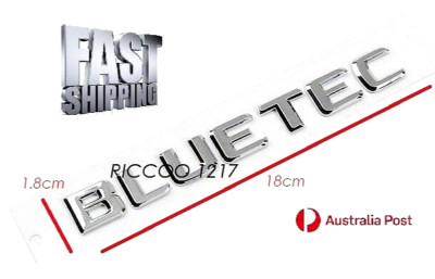 Bluetec badge for Mercedes Benz chrome new style flat letters 18 x 1 ...