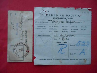 Fleet 1924 Ticket for ship, steamer SS Marburn. Antwerpen to Canada ...