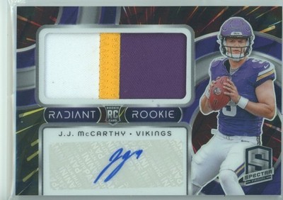 J.J. McCarthy 2024 Panini Spectra #RRP-JMY RPA Tri-Color Patch Auto ...