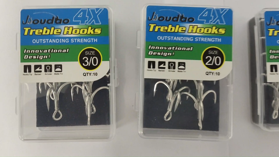 10Pcs/Box Treble Hooks Sharp Barbed Triple Fishing Hook ForHard Bait ...