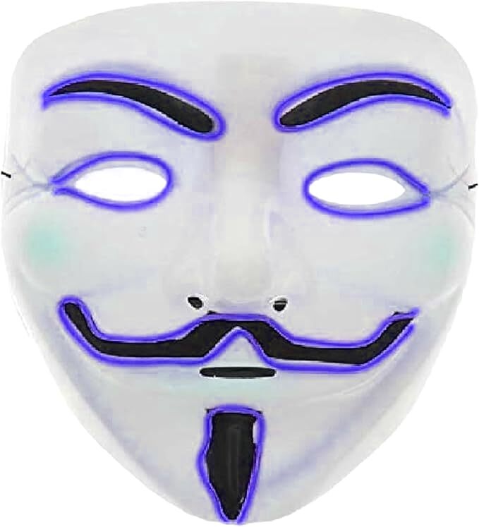 Light Up Anonymous mask Guy LED Halloween Cosplay Vendetta Hacker ...