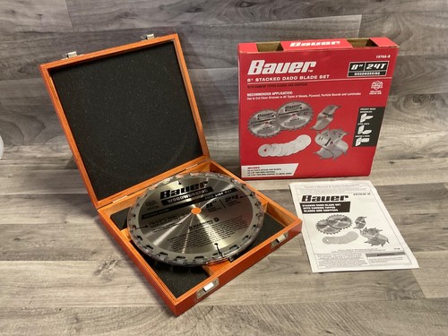 Bauer 1976A-B 8" Stacked Dado Blade Set 24T Woodworking W/Blades ...