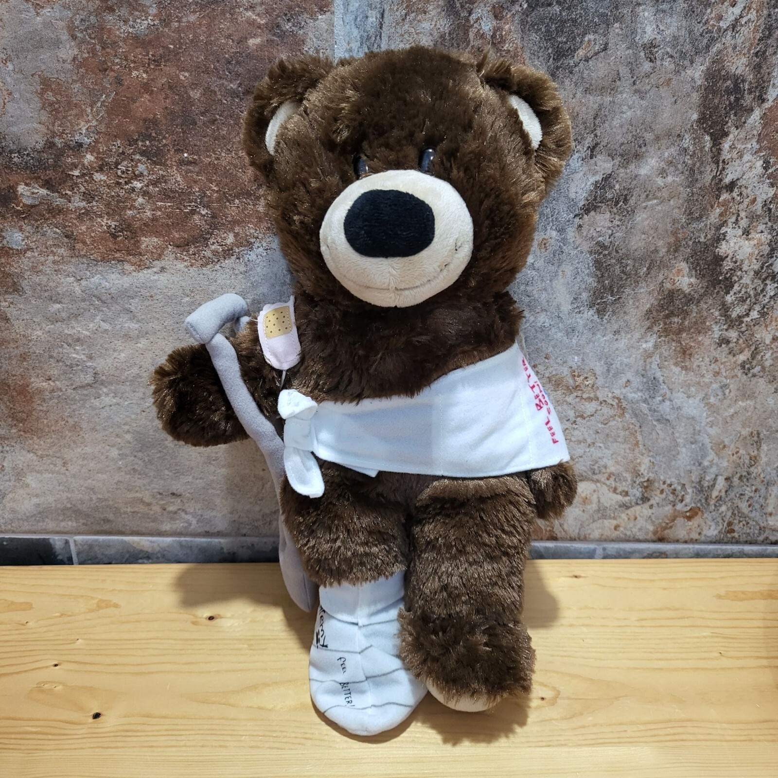 Build A Bear Feel Better Soon Brown Plush Bear Crutches Bandage Sling ...