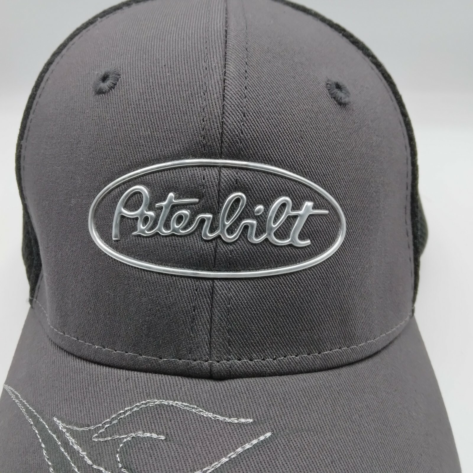 Peterbilt Trucker Hat Ball Cap Liquid Metal Script Gr… - Gem