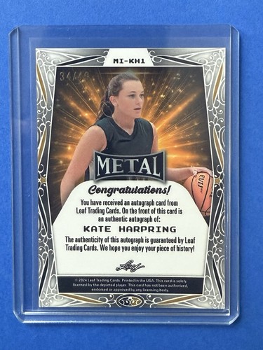 Kate Harpring 2024 Leaf Metal First Card Auto Orange /49 #MI-KH1 On ...