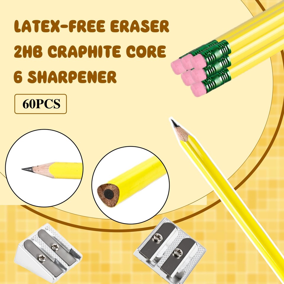 60 Pcs Fat Pencils Bulk Jumbo First Pencil with 6 Pcs Sharpeners for ...