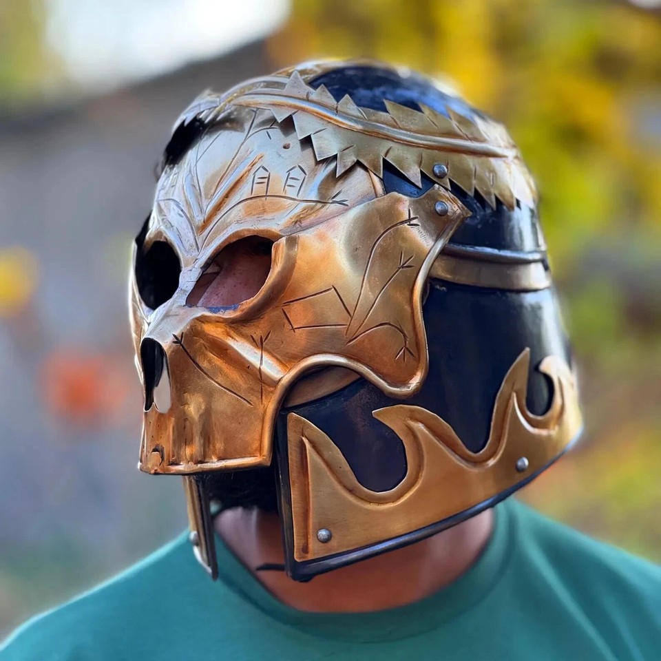 Fantasy Monkey Skull Demonic Face Helmet Medieval Knight Larp Cosplay ...