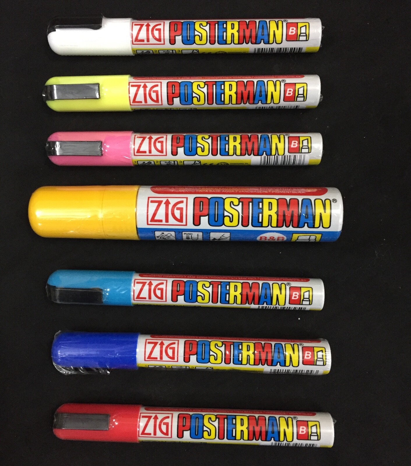 ZIG Posterman Semi Permanent Colour Poster Marker Waterproof Pens 15mm & 6mm tip | eBay UK