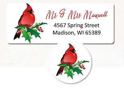 30 Personalized Return Address Labels +Envelope Seals SET Christmas ...