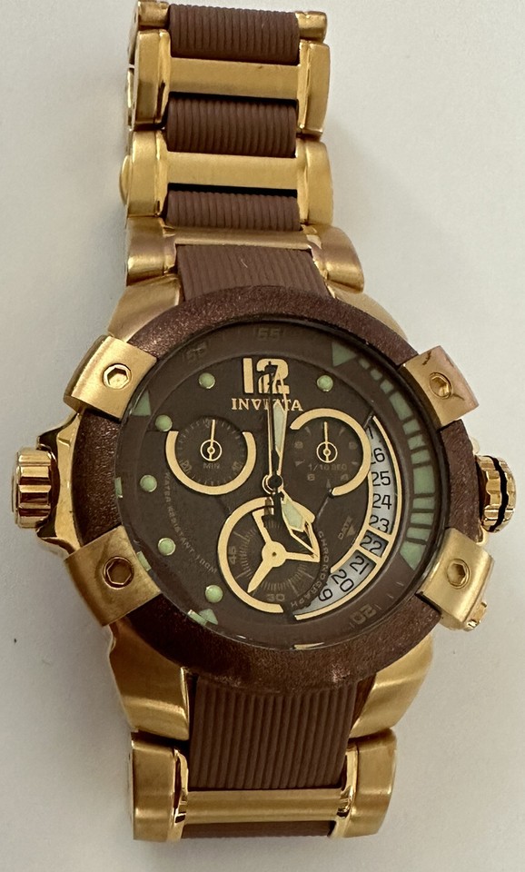 Invicta Specialty Swiss Model 6307 Chronograph Gold Watch MSRP $1,500 ...