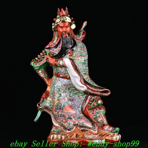 Old Dynasty Colour Enamel Porcelain Gilt Dragon Guan Gong Yu Warrior ...
