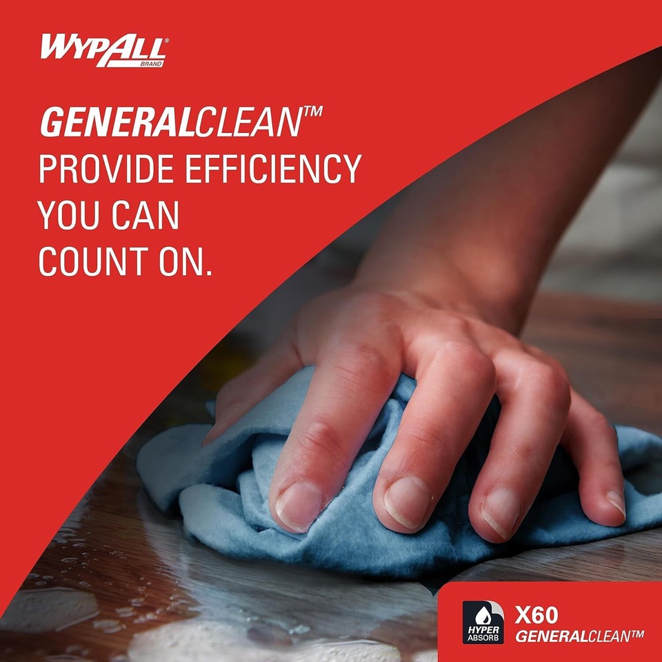 WypAll General Clean X60 Multi-Task Cleaning Cloths Jumbo Roll 1100 ...