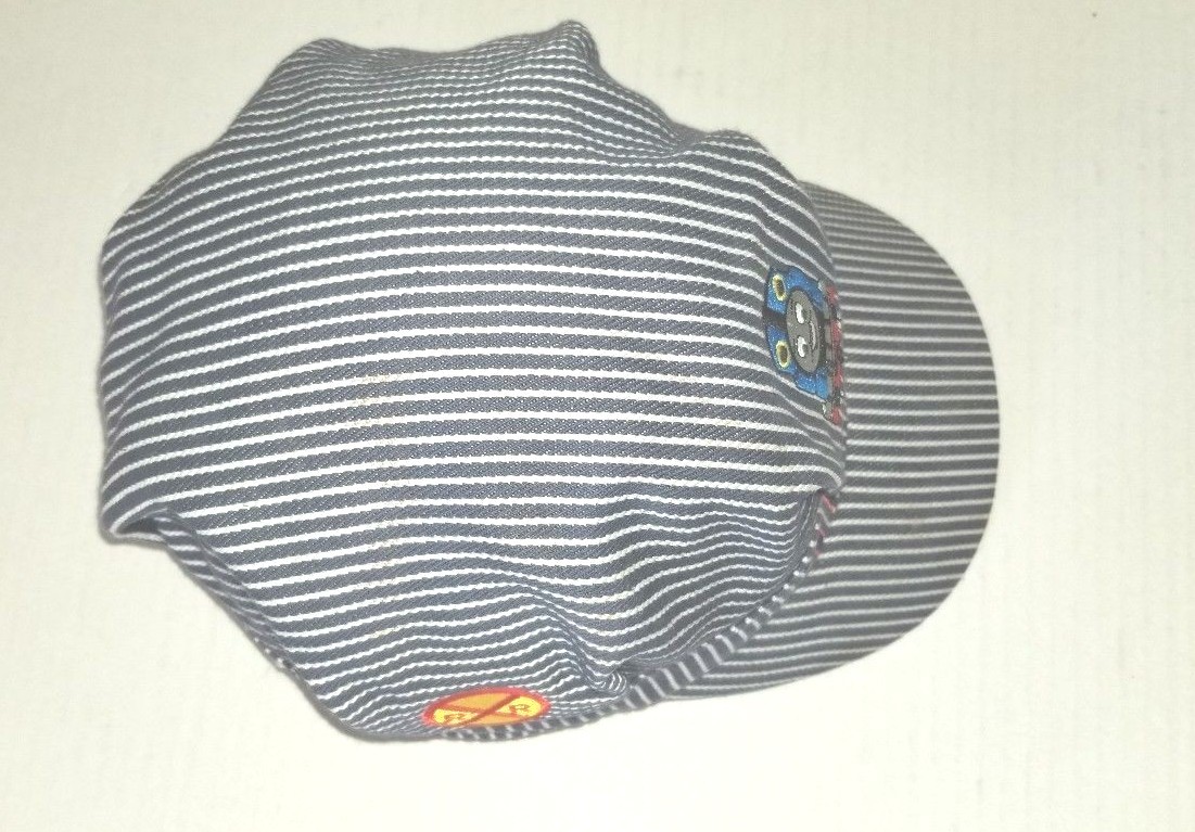 Nice THOMAS THE TRAIN Embroidered Conductor Cap Hat Blue White Stripe ...