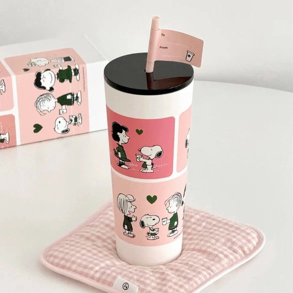 2025 New China Starbucks Cute Pink Snoopy SS Straw Mug 710ml Large Capacity | eBay