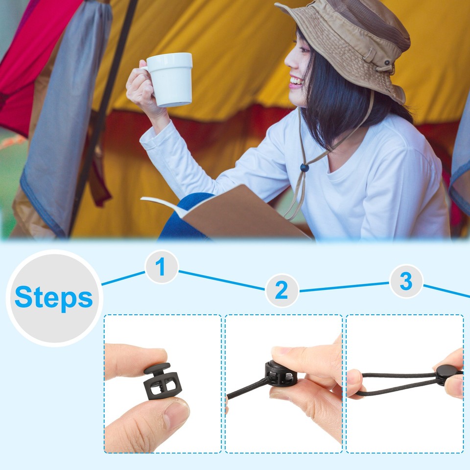 20pcs Metal Cord Lock Double Hole Spring Cord Toggle Stopper Fastener ...