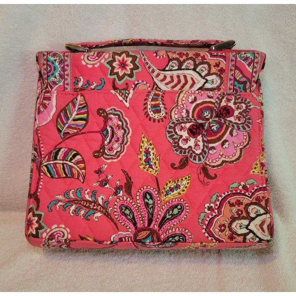 Vera Bradley Call me Coral Pink Paisley Clutch Handbag Turn Lock -No ...