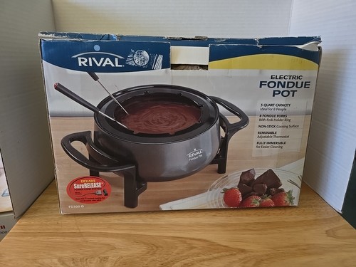 Rival Electric FONDUE POT 3 Quart Stainless Steel with 8 Forks Brand ...