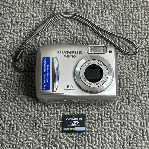 Olympus FE-110 5.0MP Digital Camera Point & Shoot Silver W/ SD Tested ...