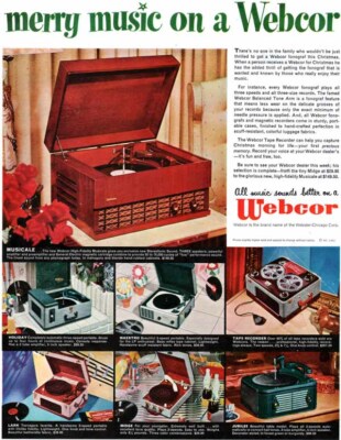 Webcor Tape Recorder 3 Speed Portable Record Player Hi Fi 1953 Magazine ...