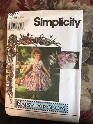 Uncut SIMPLICITY sewing pattern #9974 GIRLS DRESS HAT BOW & PURSE size ...