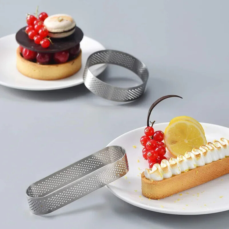 French Perforated Tart Ring Mold Heat-Resistant Mousse Cake Moulds ...