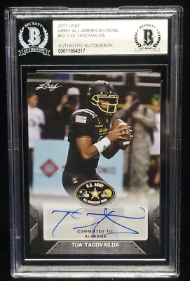 TUA TAGOVAILOA Signed Autographed ARMY ALL-AMERICAN BOWL 2017 Leaf Card ...
