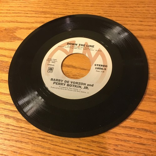 BARRY DE VORZON DOWN THE LINE 45 RPM RECORD NADIA'S THEME PERRY BOTKIN ...