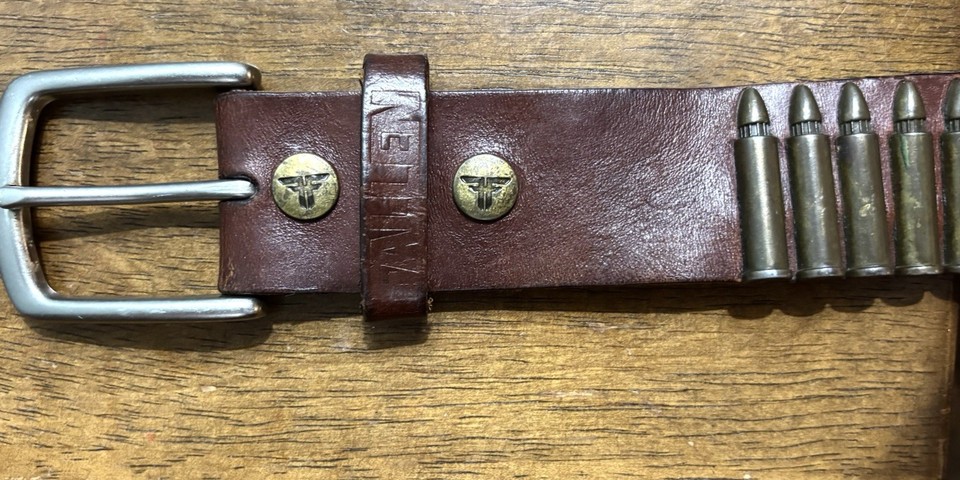 VTG Fallen Brown Distressed Leather Belt Bullet Conchos Sz 38 1.5”wide ...