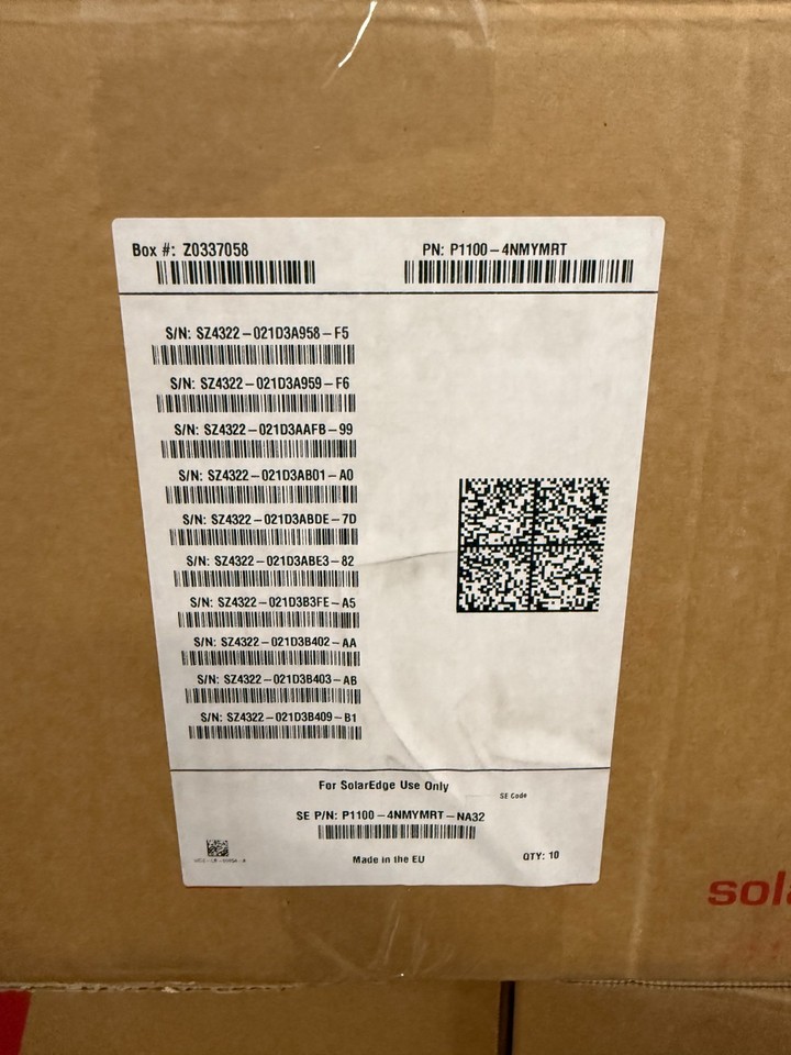 Lot of 10 SolarEdge P1100 Power Optimizer 1100W 125 V DC Solar – NEW | eBay