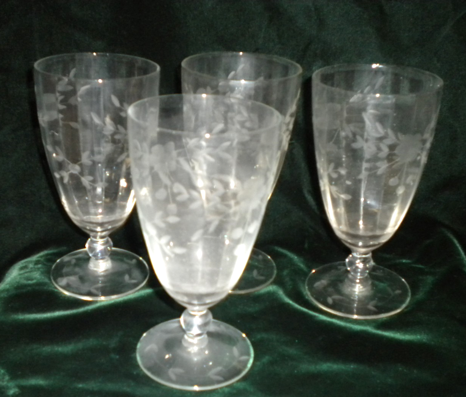 4 Princess House Goblets Etched Flowers & Leaves 6" Gored Box*31 | eBay