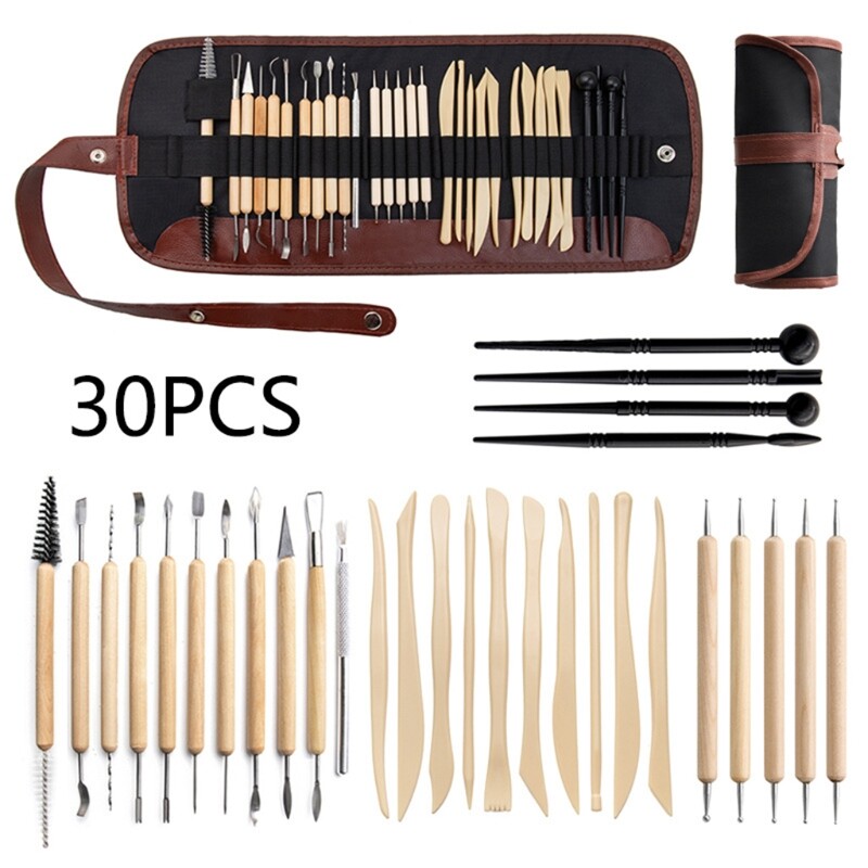 30pcs DIY Clay Pottery Tool Set Double Sided Ceramic Sculpting Carving ...