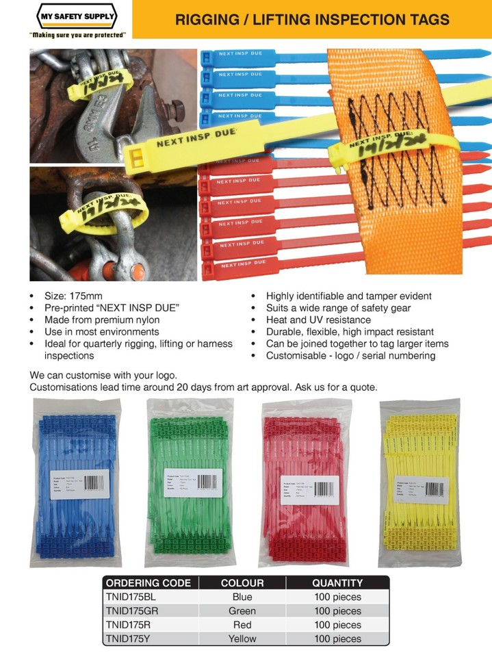 400X 175mm NEXT INSP DUE Inspection Tag Rigging Lifting Safety Tags ...