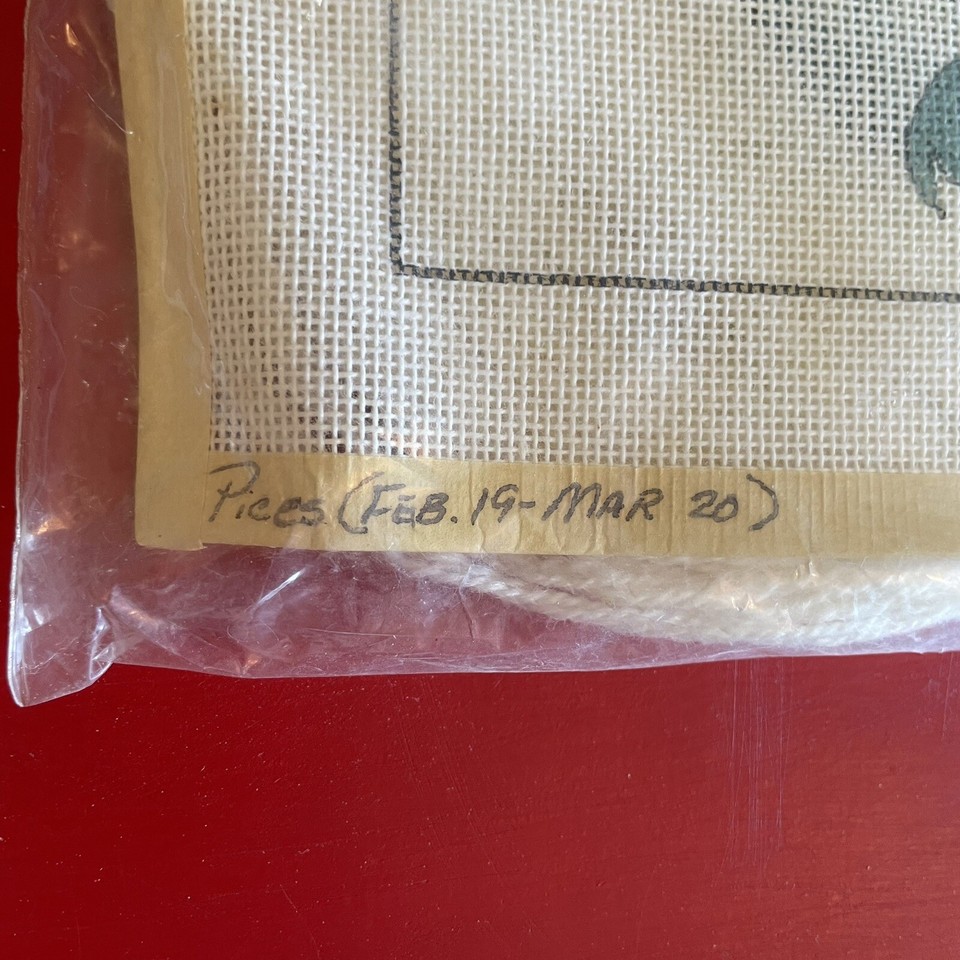 Vintage Pisces Fish Zodiac Astrology Sign Needlepoint Kit Canvas ...