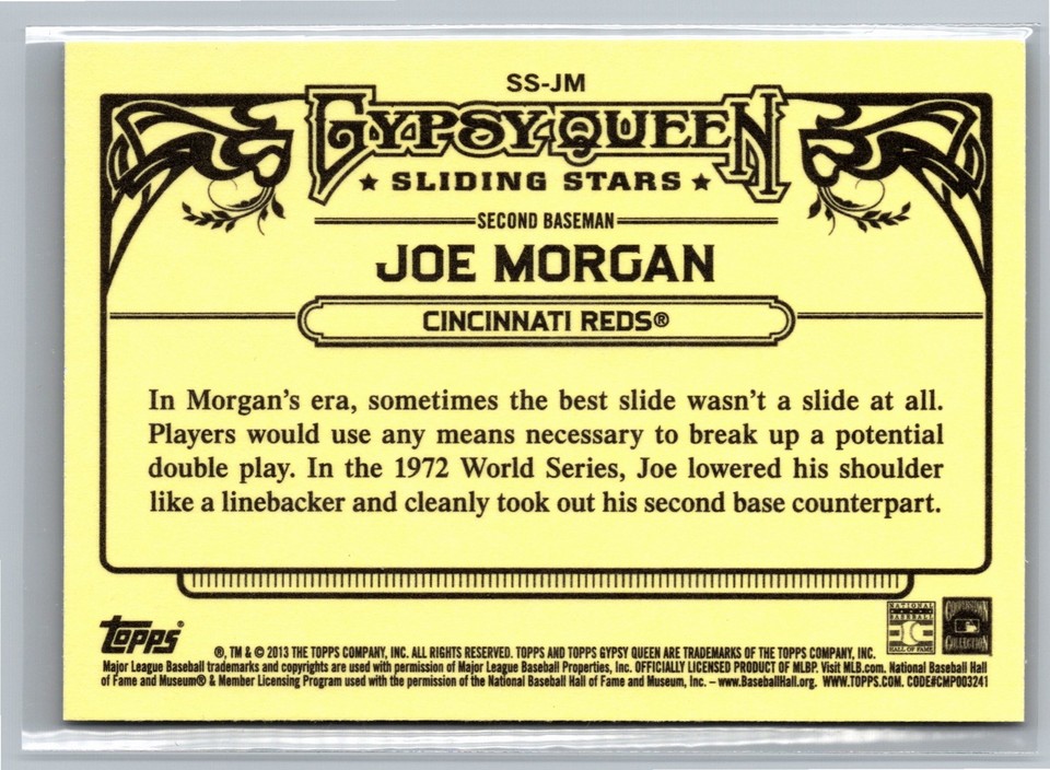 2013 Topps Gypsy Queen #SS-JM Joe Morgan Sliding Stars | eBay