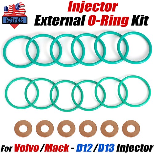 Set of 6 O-Ring with Gasket Kit For Volvo / Mack - D12 / D13 Injector ...