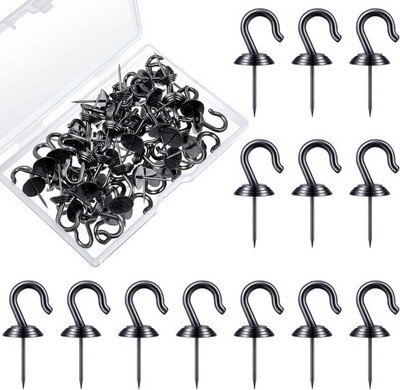 30 Pieces Push Pin Wall Hooks Metal Thumb Tack Hangers Iron Alloy Nail ...