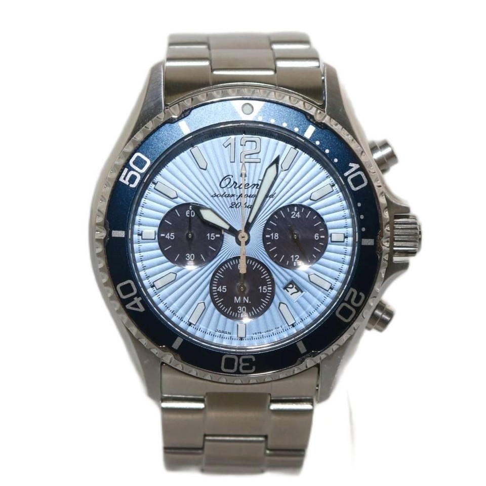 ORIENT Mako 75th Anniversary Solar Quartz Chronograph Stainless Silver ...