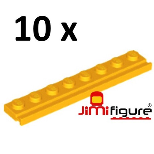 NEW 10 x LEGO 1x8 Modified Plate with Door Rail Bright Light Orange ...