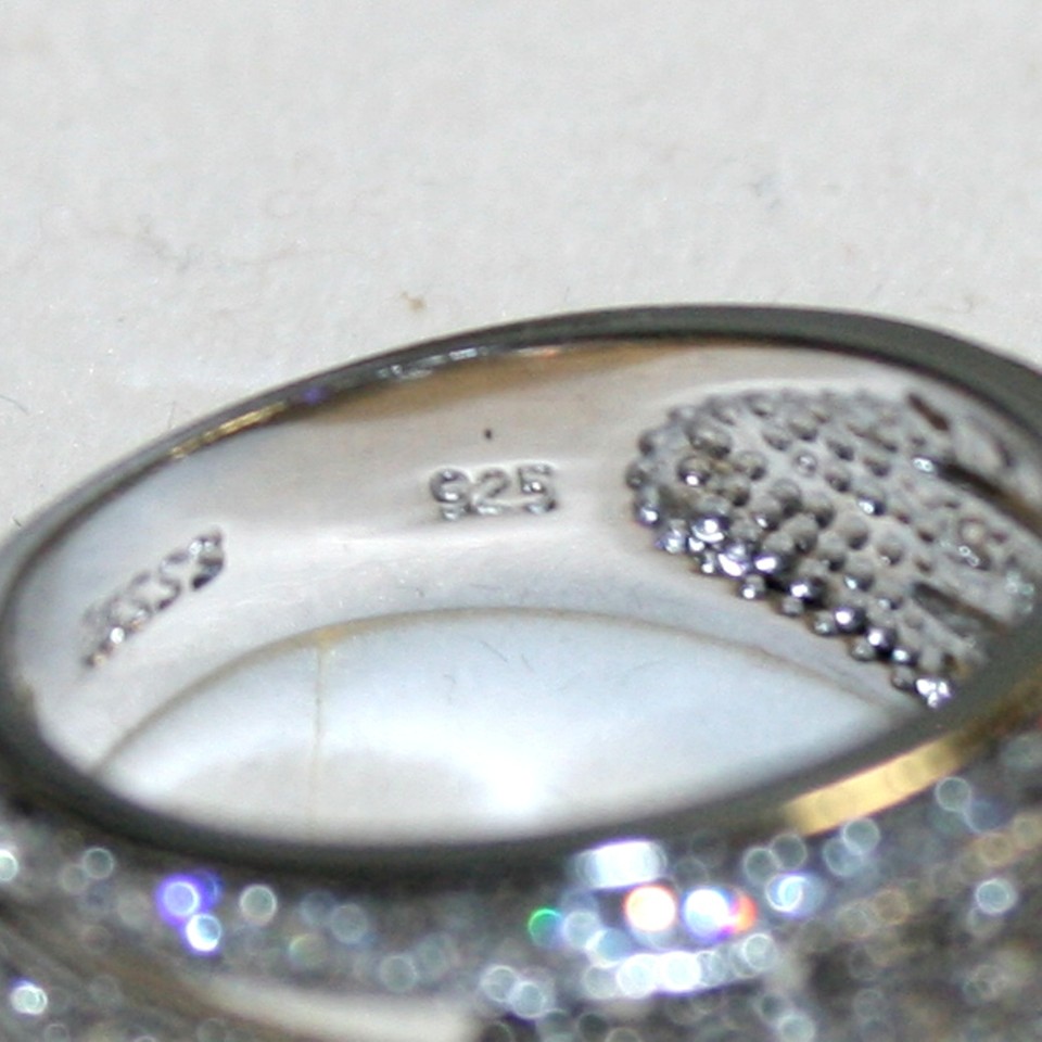 Austrian Zircon Heart Wedding Engagement Promise Band Ring 14k over 925 ...