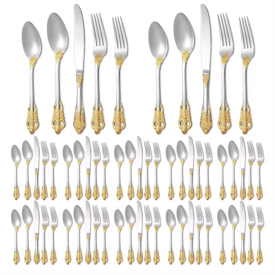 Luxury Royal 30 Pcs Silverware Set, Premium 304 Stainless Steel. (Gold ...