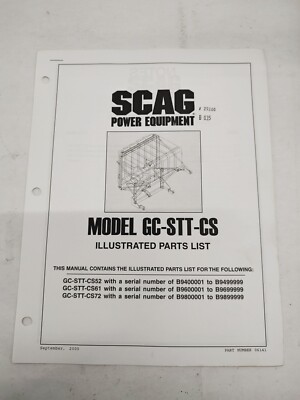 Scag Power Equipment Model GC-STT-CS Illustrated Parts List 06141 | eBay