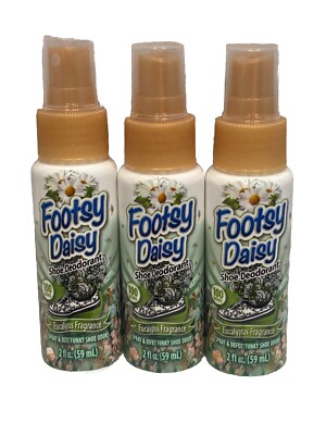 3 PACK Footsy Daisy Shoe Deodorant Eucalyptus Fragrance 2 oz each 100 ...