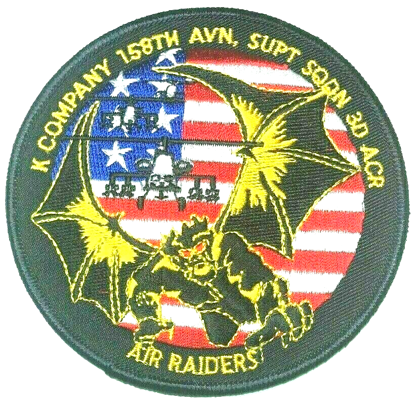 US ARMY K COMPANY 158th AVIATION SUPPORT SQDN 3d ACR PATCH (USA-1) "AIR RAIDERS" | eBay