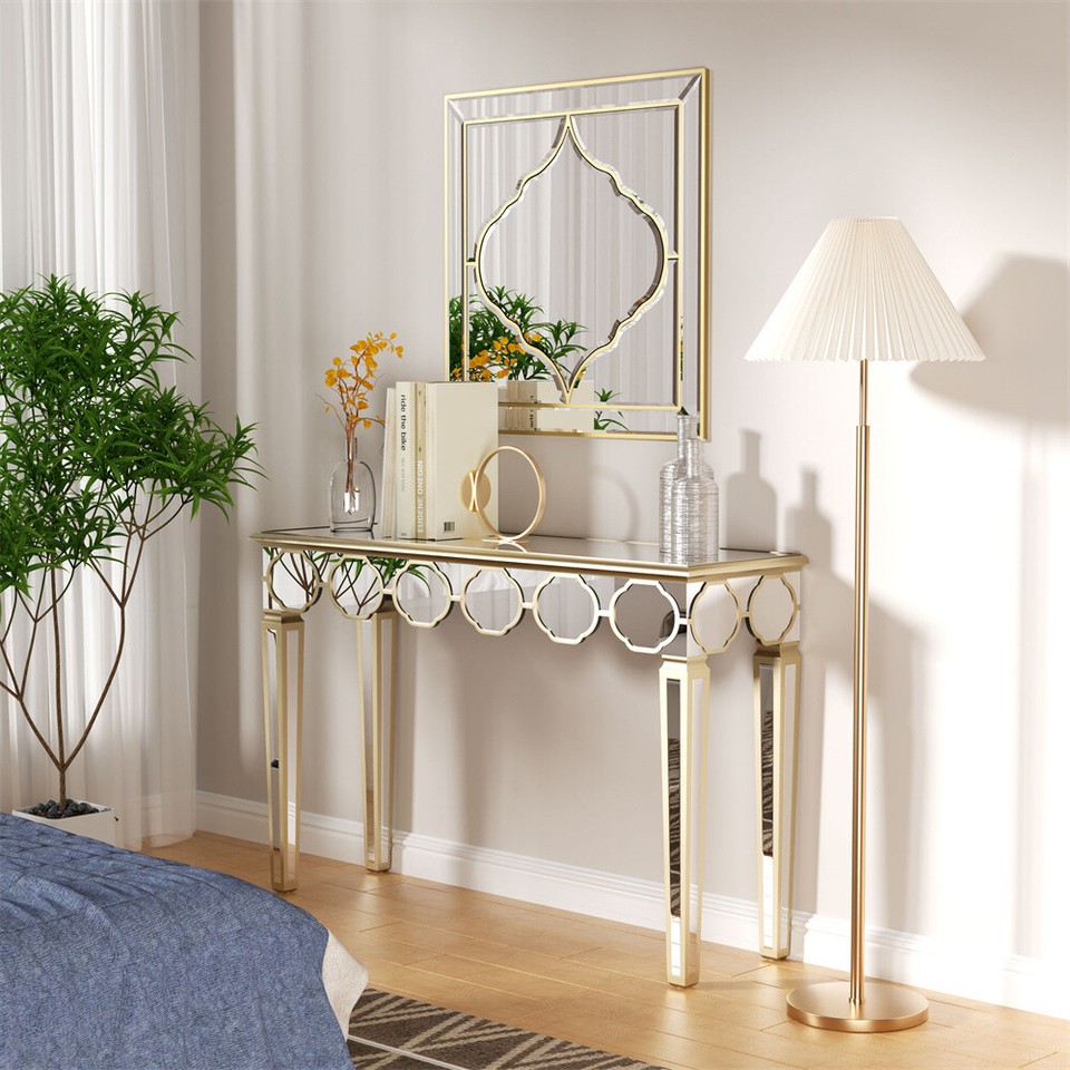 Modern Mirrored Console Table Vanity Makeup Desk Glass Entryway Table ...