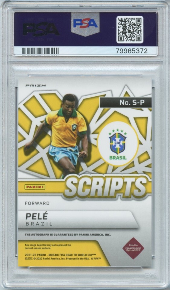2021-22 Panini Mosaic World Cup Pele Red Choice Gold Scripts Auto SP ...