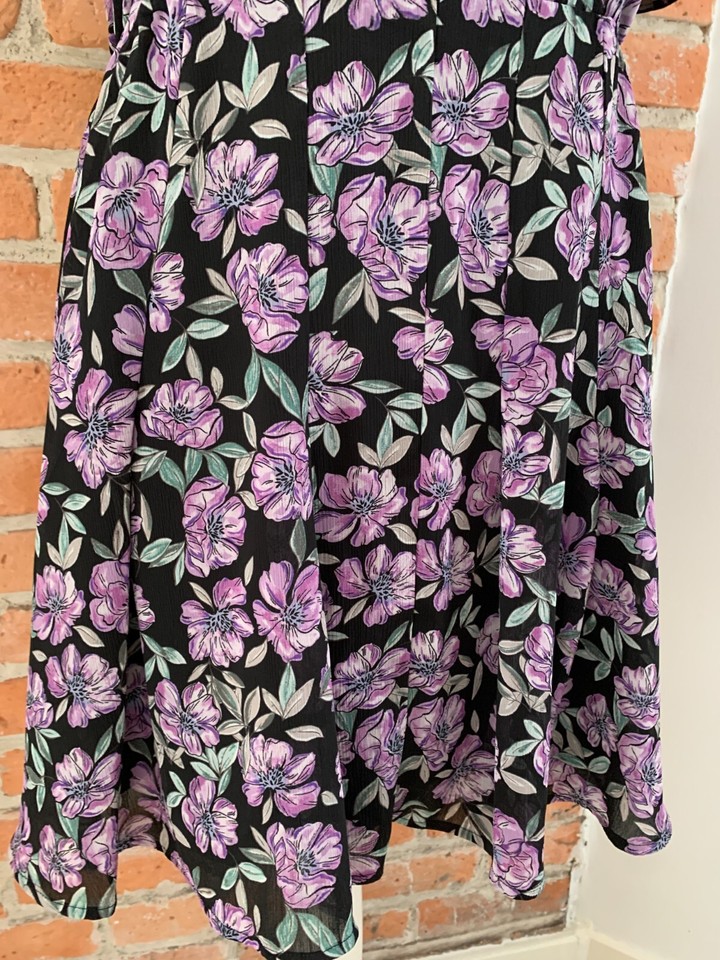 Robe Camaieu noire à fleur violette Taille 42 parfait état | eBay