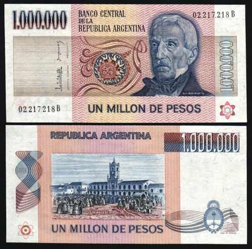 Argentina 1000000 Pesos 1980-1983 P-310 X 20 Pcs Lot 20 Million UNC ...