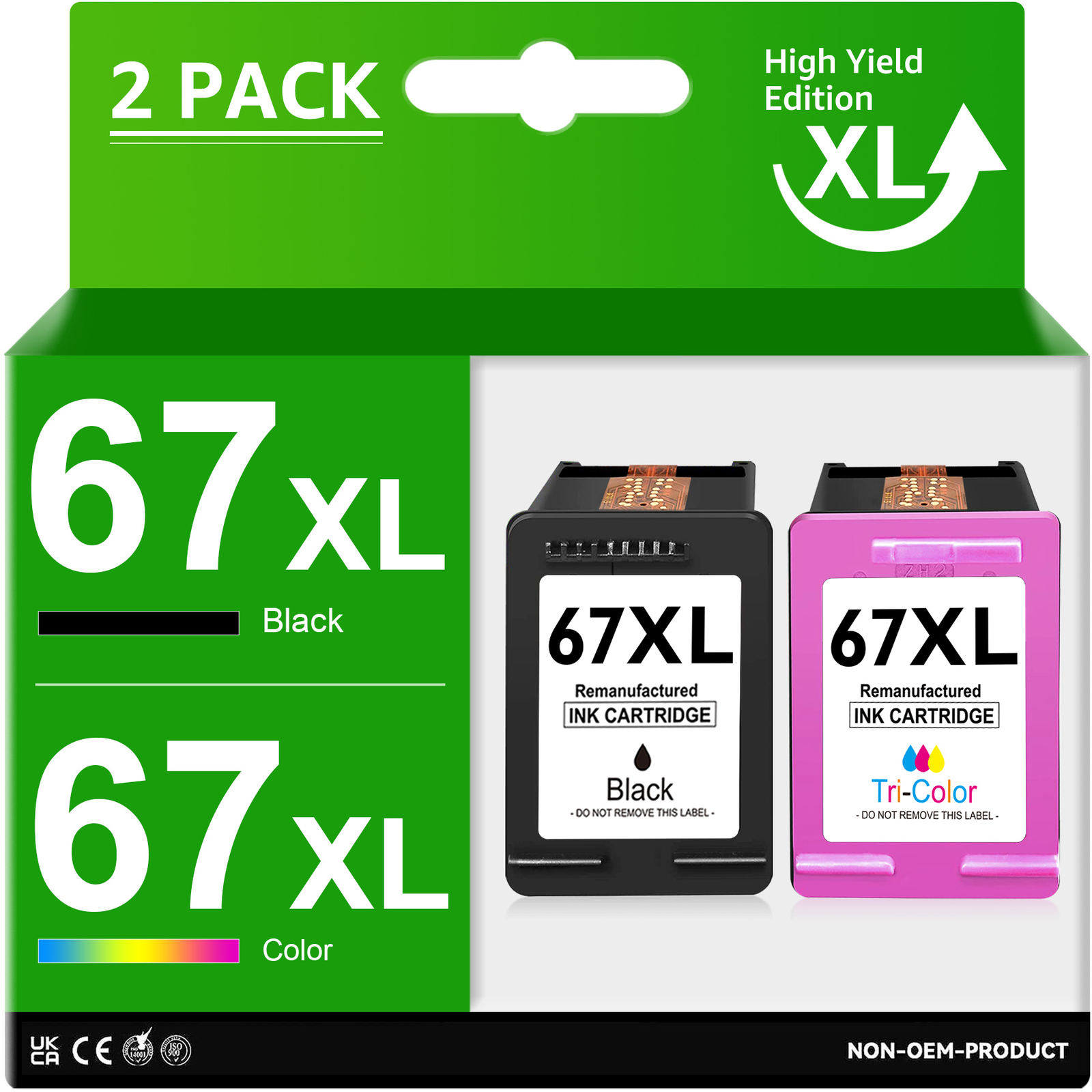Black Color 67XL Ink Cartridge for HP 67XL Deskjet 2700 4155 4158 Envy ...