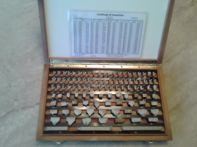 103 PCS METRIC GAGE BLOCK SET, DIN861 GRADE 1 W CERTS. within 0.20um ...