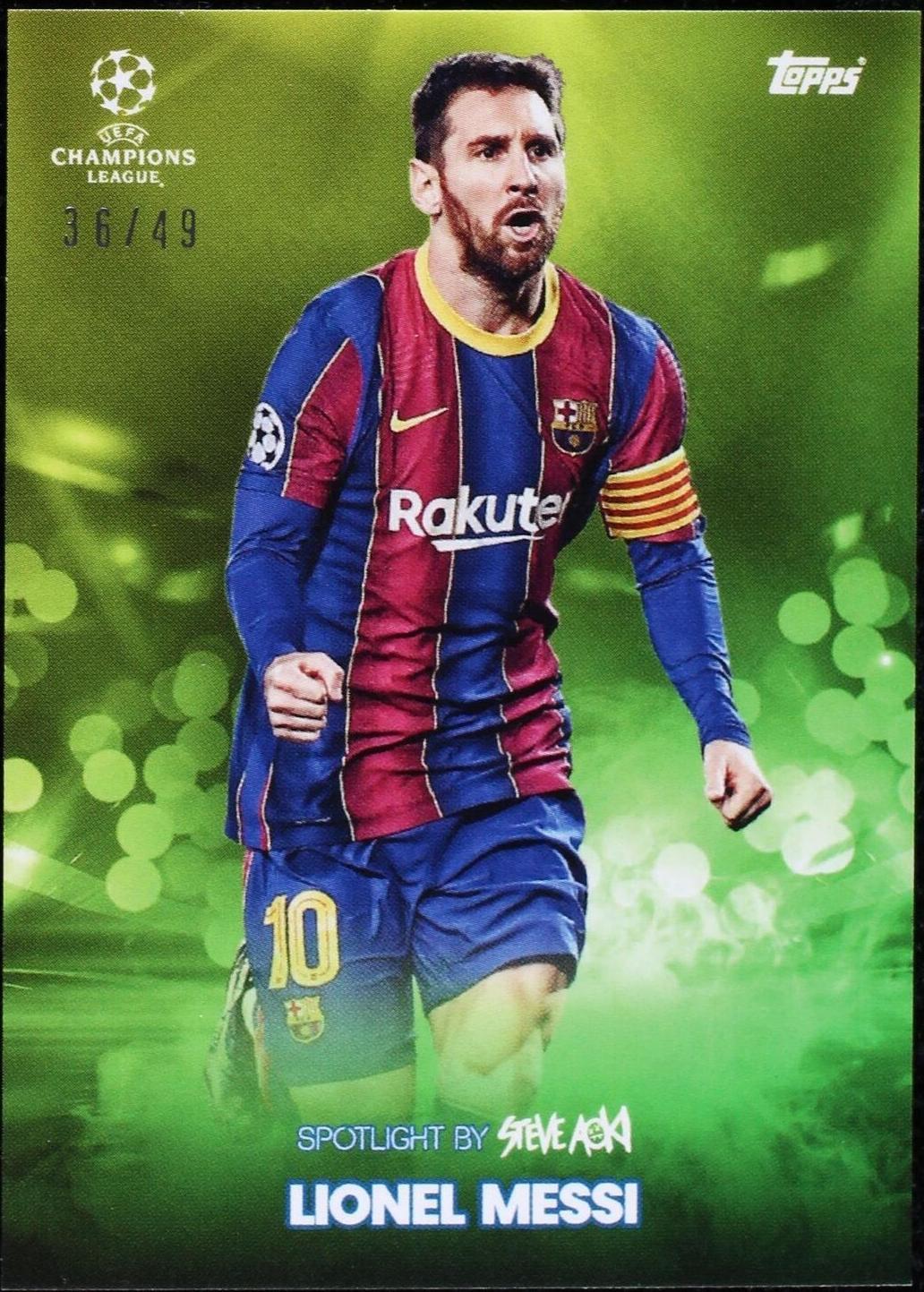 2020-21 Topps Football Festival by Steve Aoki - Lionel Messi Green /49 ...